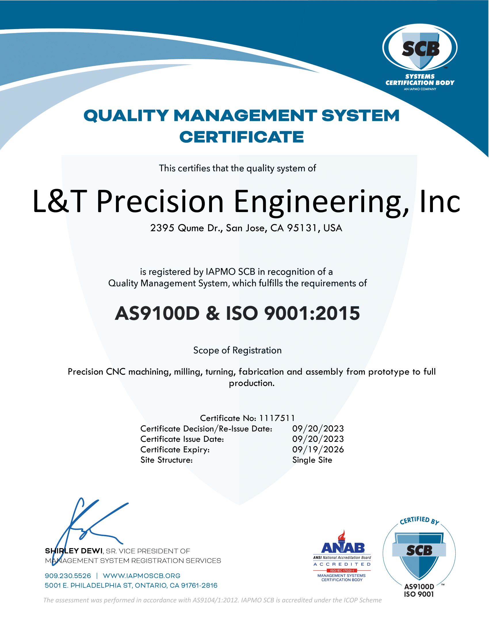 L&T Precision Engineering, Inc.